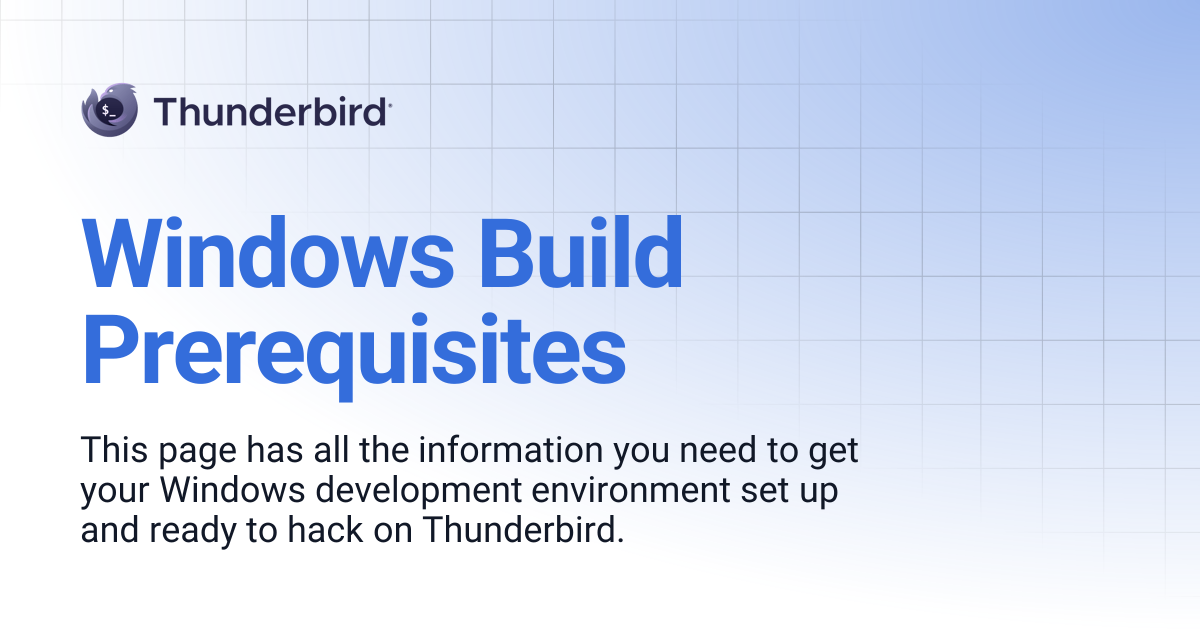 Windows Build Prerequisites | Thunderbird