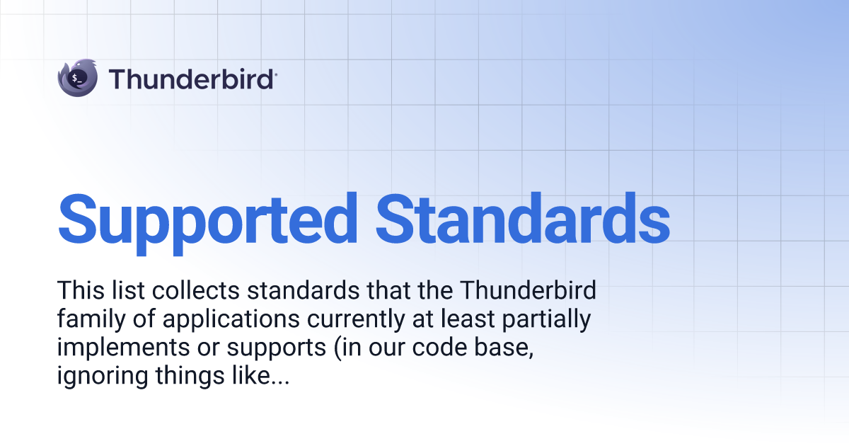 Supported Standards | Thunderbird